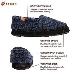 Acorn Moc Slipper, Blue Check, US 1-2 Unisex Little Kid