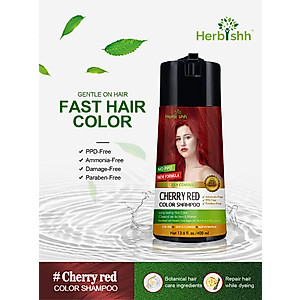 Herbishh Color Shampoo and Conditioner for Gray Hair - Enriched Dye Formula, Long-Lasting & DIY (Cherry Red)