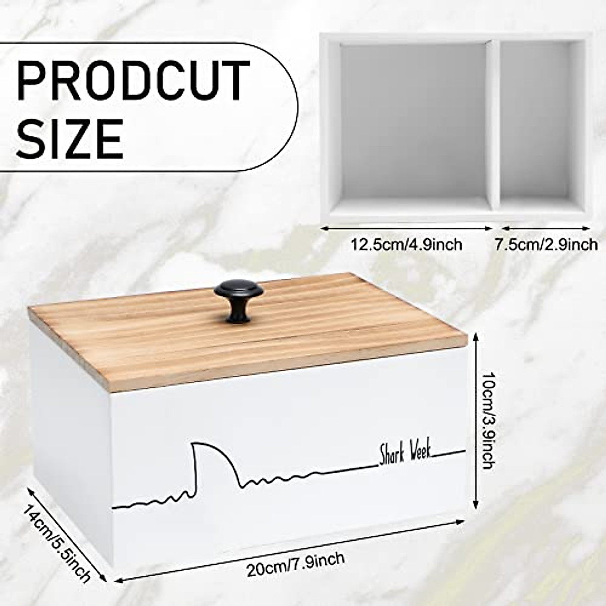 Hoolerry Wood Tampon Holder for Bathroom Farmhouse Pad and Tampon Organizer for Bathroom Feminine Product Organizer Rustic Tampon Storage Container for Bathroom Countertop (Simple Style)