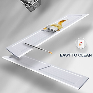 EaseLife 30in x 84in Sliding Barn Door with 5.5FT Barn Door Hardware Track Kit Included,Solid LVL Wood Slab Covered with Water-Proof & Scratch-Resistant PVC Surface,DIY Assembly,Easy Install,White