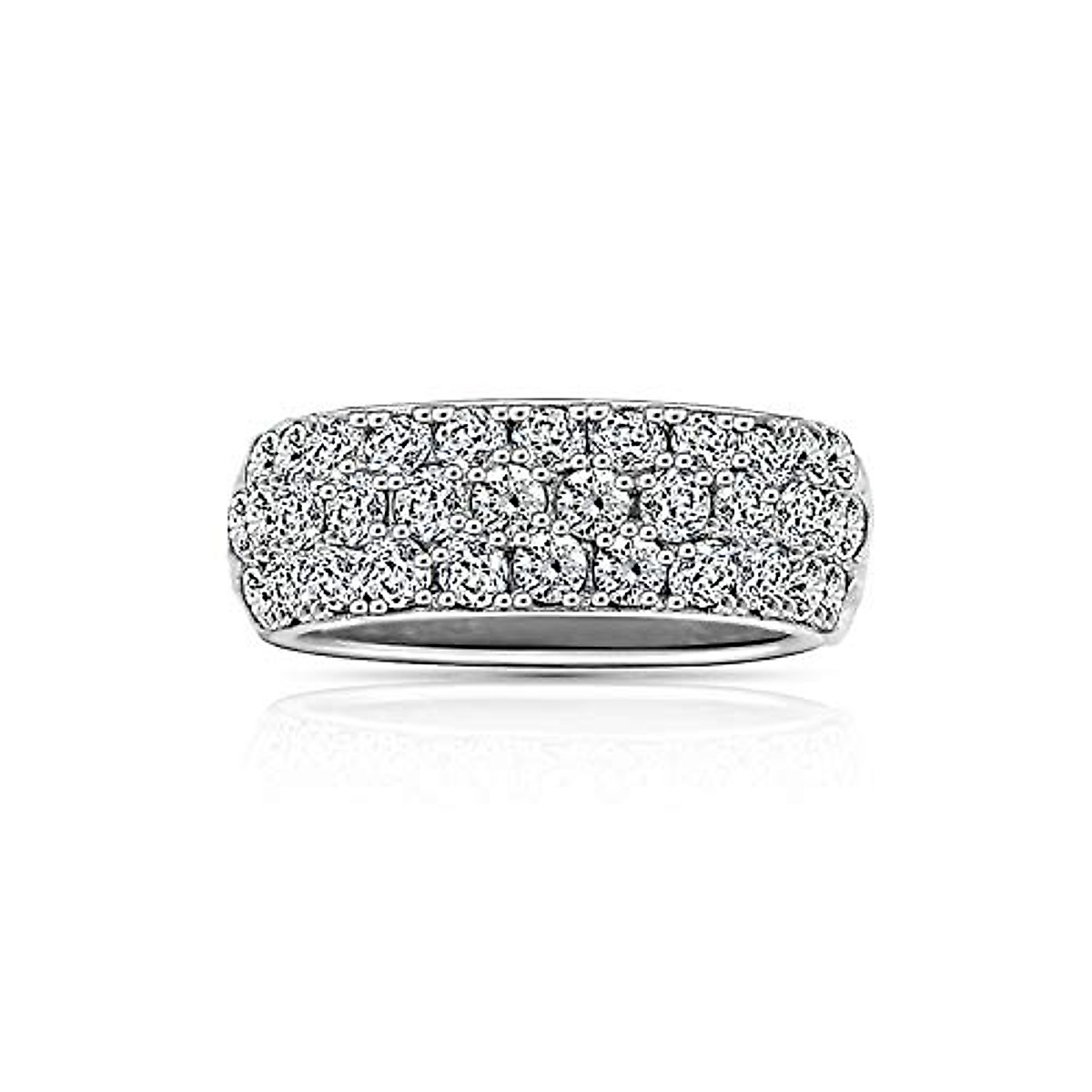 Amazon Collection Platinum-Plated Sterling Silver 3 Row Pave Ring set with Round Infinite Elements Cubic Zirconia (3.45 cttw), Size 7