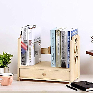 PSVOD Bookshelf Simple Desktop Bookshelf Wooden Combination Small Bookshelf Natural Texture Desktop Organizer Display Stand 35×20×30 cm Storage Shelf bookends