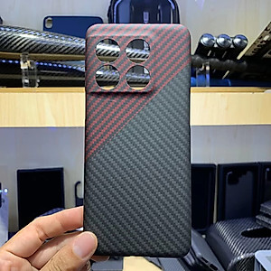 GIMENOHIG Ultra Thin and Lightweight Aramid Carbon Fiber Case for Oneplus 10T 5g (Red Black)