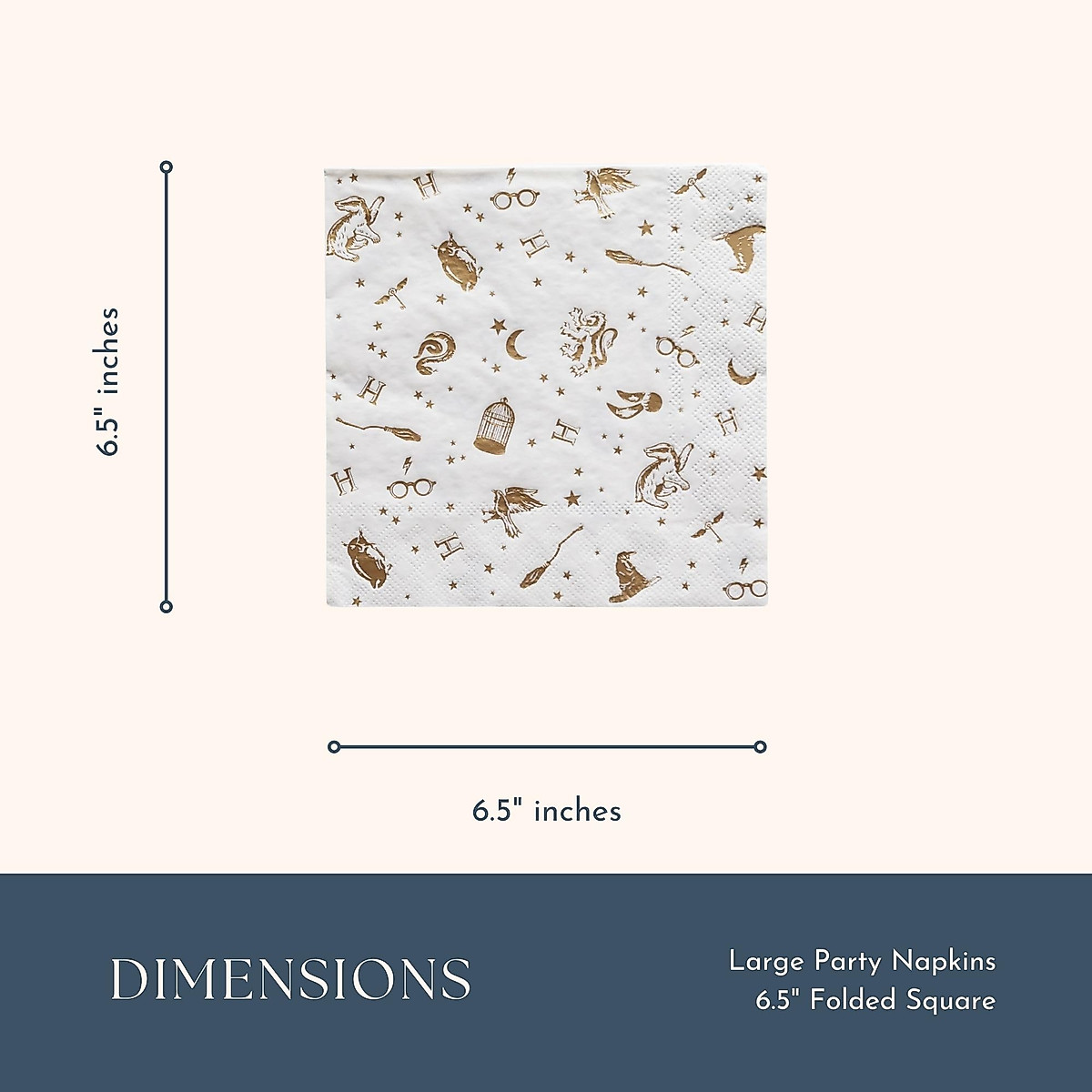 Harry Potter Paper Napkins - Hogwarts™ House Large Paper Napkins | Harry Potter Party Supplies | Table Decor | Gifts for Birthdays, Christmas, and Holidays | 24 Pack (6.5")