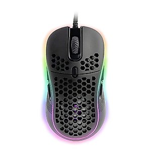 Castle Ultralight PC USB Wired Mouse with Honeycomb Shell - 10k DPI Optical Sensor Gaming Mouse - Ambidextrous Mouse with RGB Lighting and 8 Programmable Buttons