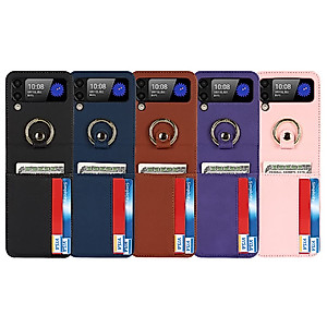 SailorTech Wallet Case for Samsung Galaxy Z Flip 4 5G 2022 Crossbody Lanyard Cases with Ring 4 Card Slots Lanyard, Ultra Slim PU Leather Back Cover Phone Cases for Women Pink