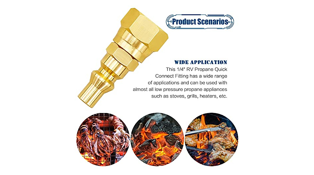 Xastro 1/4'' RV Propane Quick Connect Adapter Fittings LP Quick Connect ...