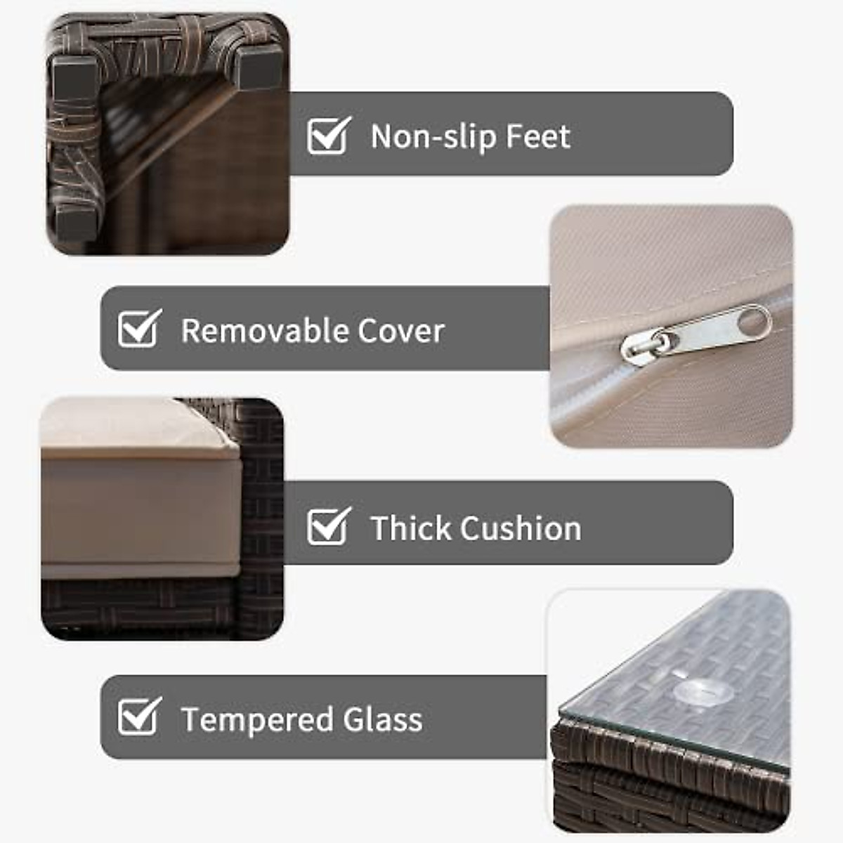 Homall 4 Pieces Outdoor Patio Furniture Sets Rattan Chair Wicker Conversation Sofa Set, Indoor Backyard Porch Garden Poolside Balcony Use (Beige)