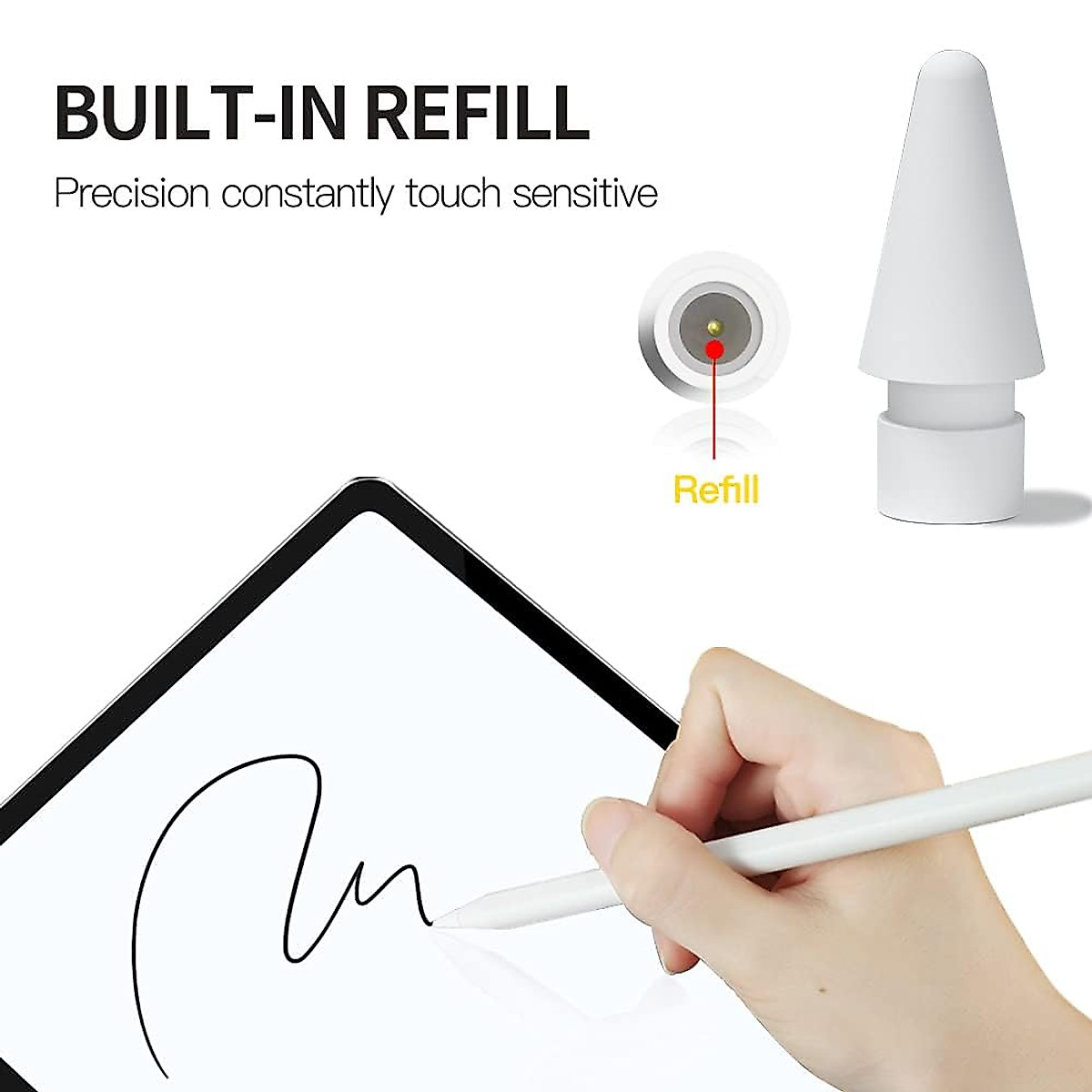 Tips Compatible with Apple Pencil Replacement Nib 1st & 2nd Generation Tips and iPad Pro iPencil (4 Pack)