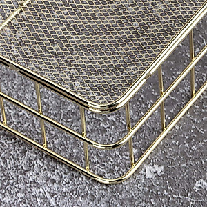 Wire Mesh Basket, Golden Iron Storage Basket Multifunctional Wire Mesh Desktop Storage Organizer for Home (Large Size)