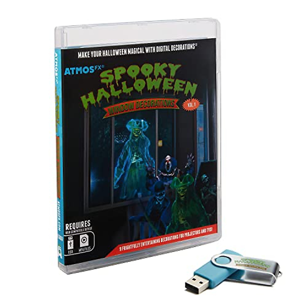 AtmosFX® Spooky Halloween Digital Decoration on USB Includes 9 Atmosfx Video Effects for Hallloween