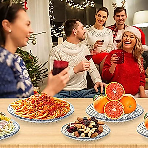 INNOVATIVE LIFE Plastic Service Tray, 6-Piece Round Plastic Fruit Tray, Snack Tray, Party Tray, Serving Platter Set, Crystal Clear