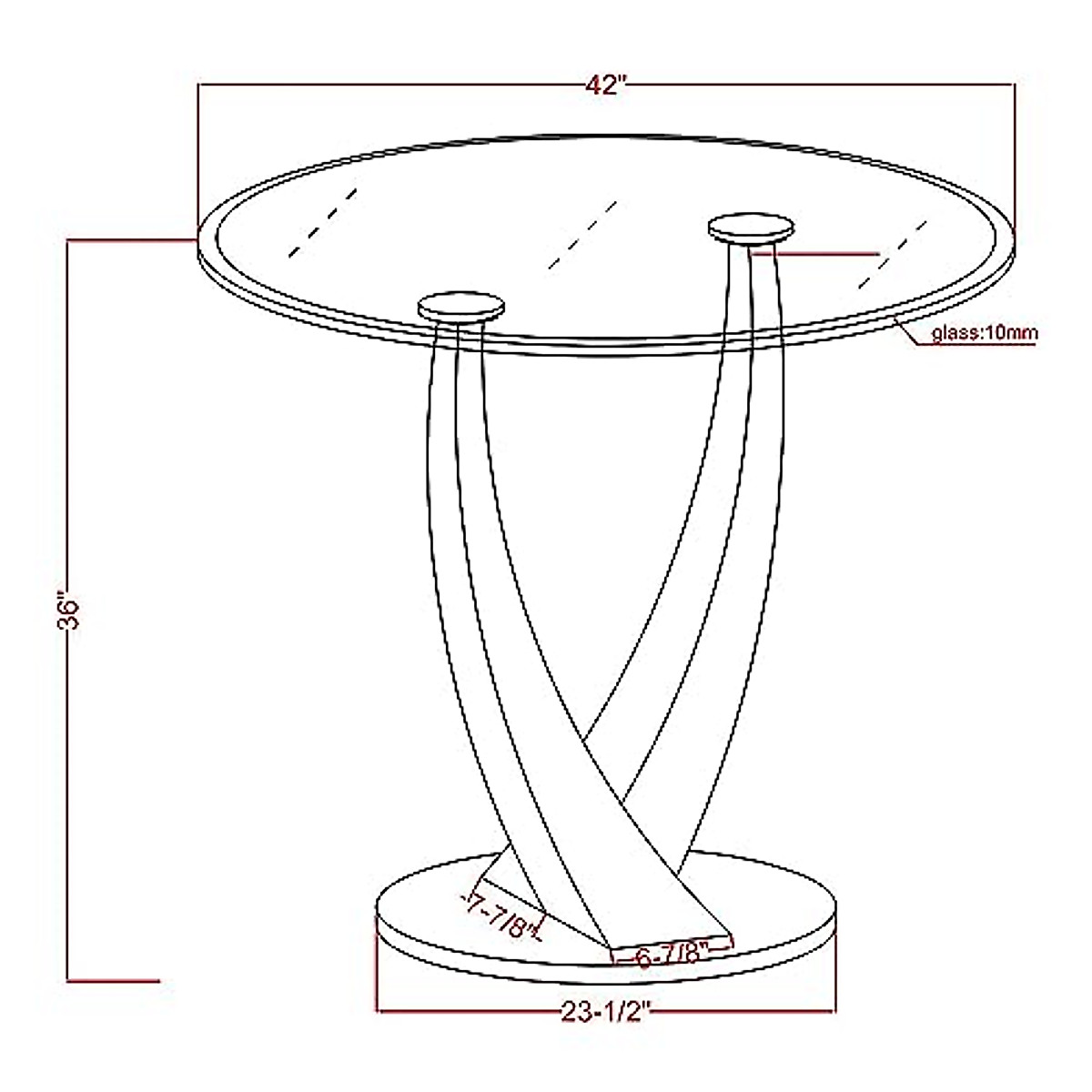 24/7 Shop at Home Brinley Modern Glass Top Counter Height Table, Pedestal Base, Seat 4 for Dining Room, Kitchen, Silver and Black