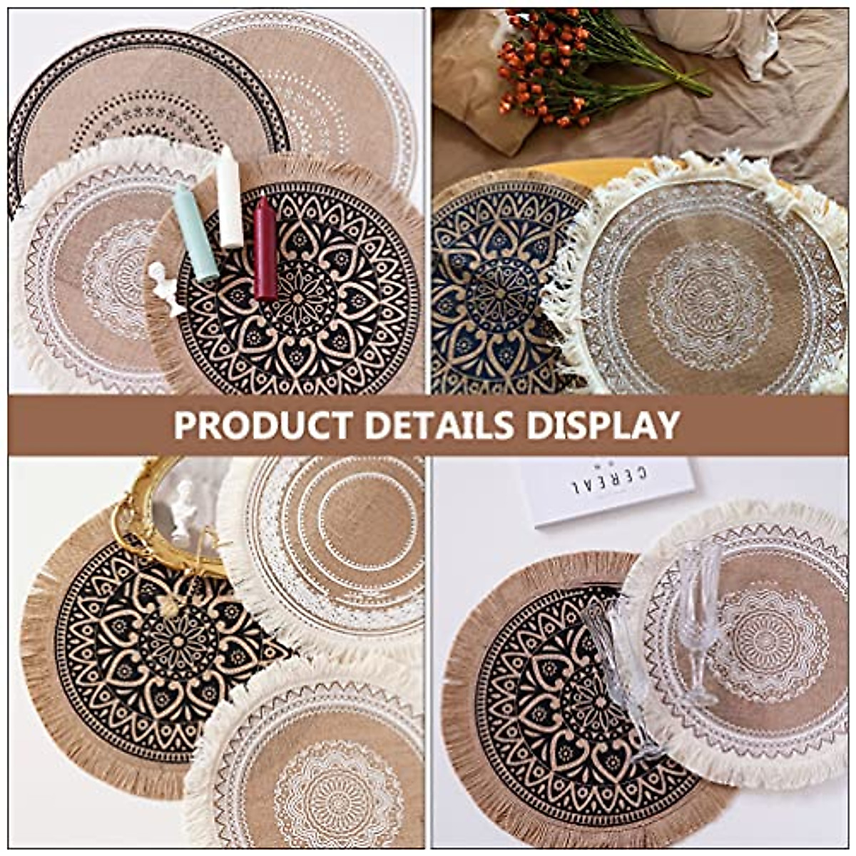 VOSAREA Desk Decor Desk Decor Decorative Place Mat 1Pc Jute Table Mat Stylish Cup Mat Photo Prop Household Linen Cloth Table Mat Round Placemat Rustic Home Decor Rustic Home Decor