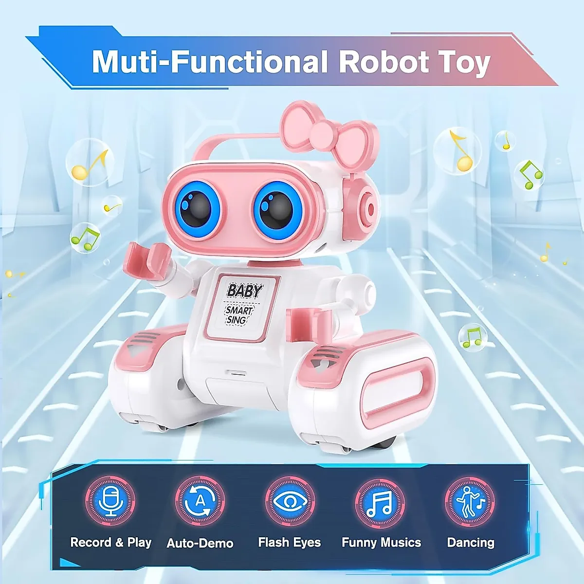 Robot Toy, Robot Toy for Kids, Remote Control Robot with Colorful LED Eyes & Music, Rechargeable RC Robots for Kids, Smart Talk Robot Toy for Children 3, 4, 5, 6, 7, 8 Years Boys & Girls Birthday Gift