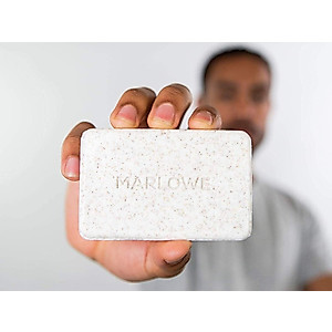 MARLOWE. No. 102 Men's Body Scrub Soap 7 oz, Warm Santal Scent, Best Exfoliating Bar for Men, Made with Natural Ingredients, Apricot Seed Powder, Shea Butter, Olive Oil, Green Tea Extracts