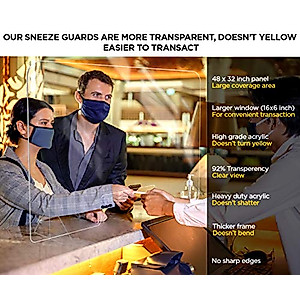 flybold Sneeze Guard for Desk Plexiglass Sheet - Barrier for Counter Acrylic Desk Divider - 92% Transparency Anti Fade Plastic Protective Shields for Office Furniture Partitions 48" X 32"