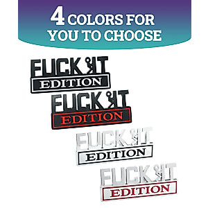 Zlirfy Fuck IT Edition Emblem for Car,Universal 3D Fender Badge Decal,Car Exterior Emblems Badge Letters Bumper Trunk Door Sticker Decoration 3D Sticker Decal(Black White)