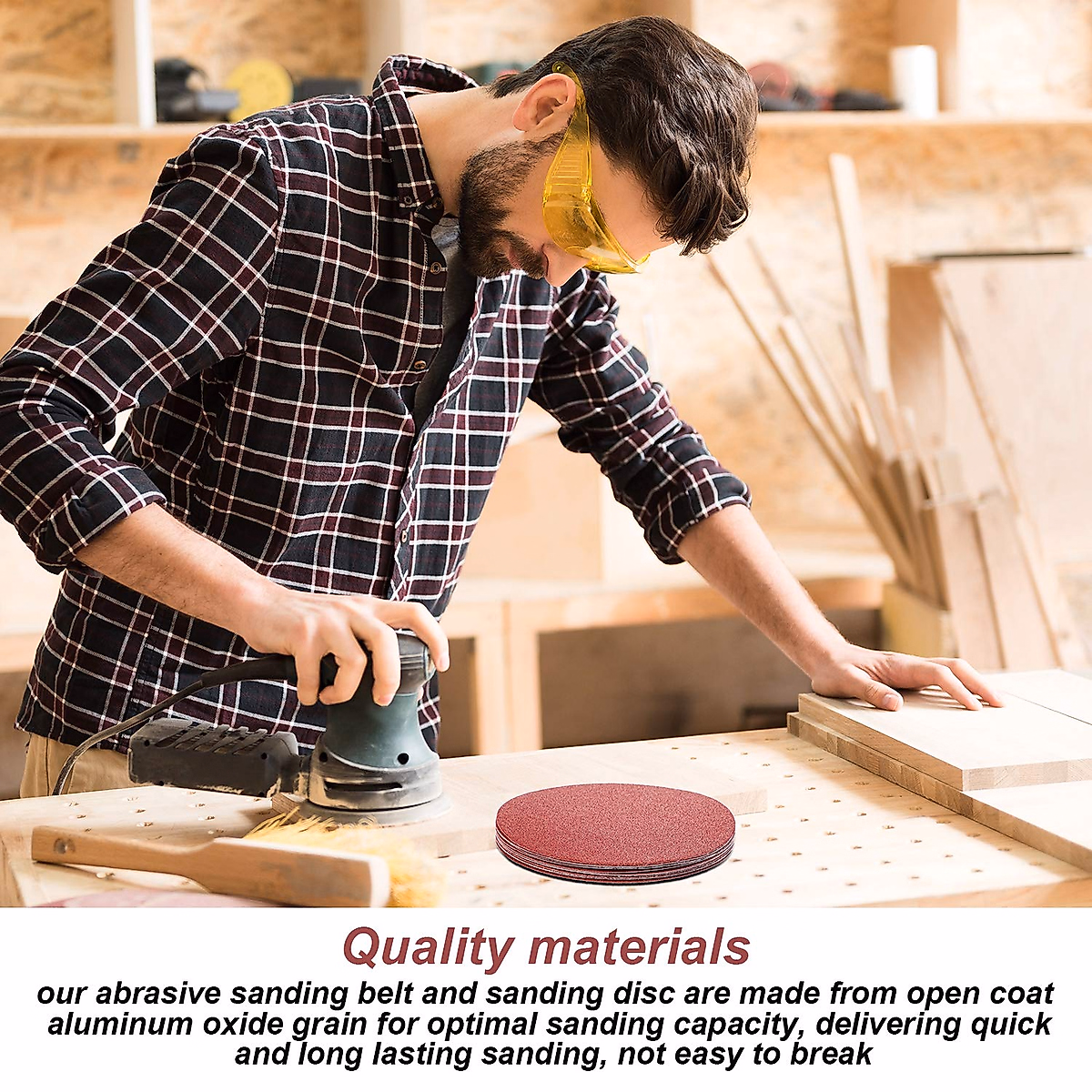 Aluminum Oxide Sanding Belts 10 Pieces Sanding Belts (80/120/150/240/400 Grits) and 12 Pieces 6 Inch Self Stick No Hole Aluminum Oxide Sanding Disc (4 x 36 Inch)