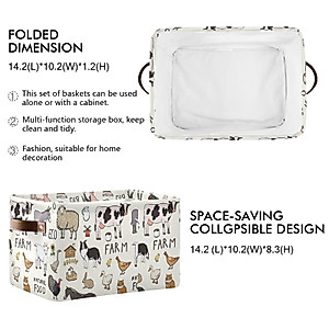 xigua Farm Animals Storage Basket Storage Bin Organizer Basket, Foldable Rectangular Storage Box with Handles for Home Office