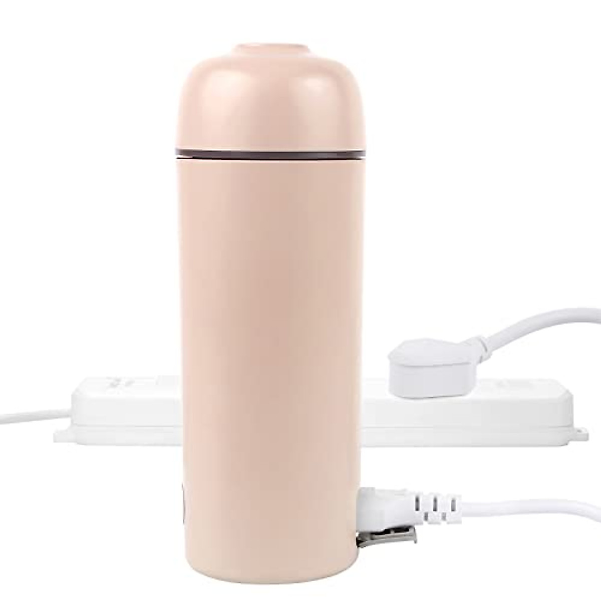 Teqooza Portable Travel Electric Kettle Mini Thermos Fast Boil Boiling Teapot Heating Cup Stainless Steel Metal Bottle for Coffee Tee Making 350ml Capacity, Pink