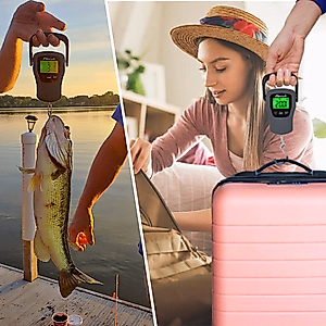 Fishfun Digital Fish Scale, Electronic Hanging Fish Weight Scale with Large Handle & Measuring Tape, 110lb/50kg Fishing Scale, 3 AAA Batteries Included, Fishing Gifts for Men