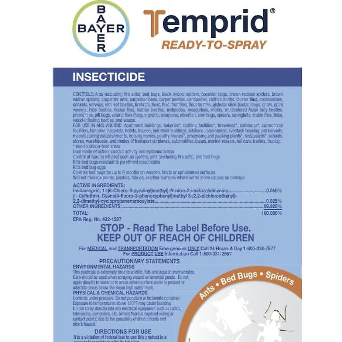 Temprid Spray 15oz | Premium USA Supply Gloves for Safe Eradication | USA Supply Pest ID Card