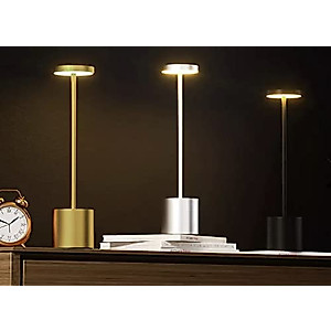 ZENDEU Cordless Led Table Lamp, Modern European Romantic 3-Level Touch Dimming Desk Light, Rechargeable, Portable and Touch Sensor. Lamps for Living Room, Lamps for Restaurants (Gold)