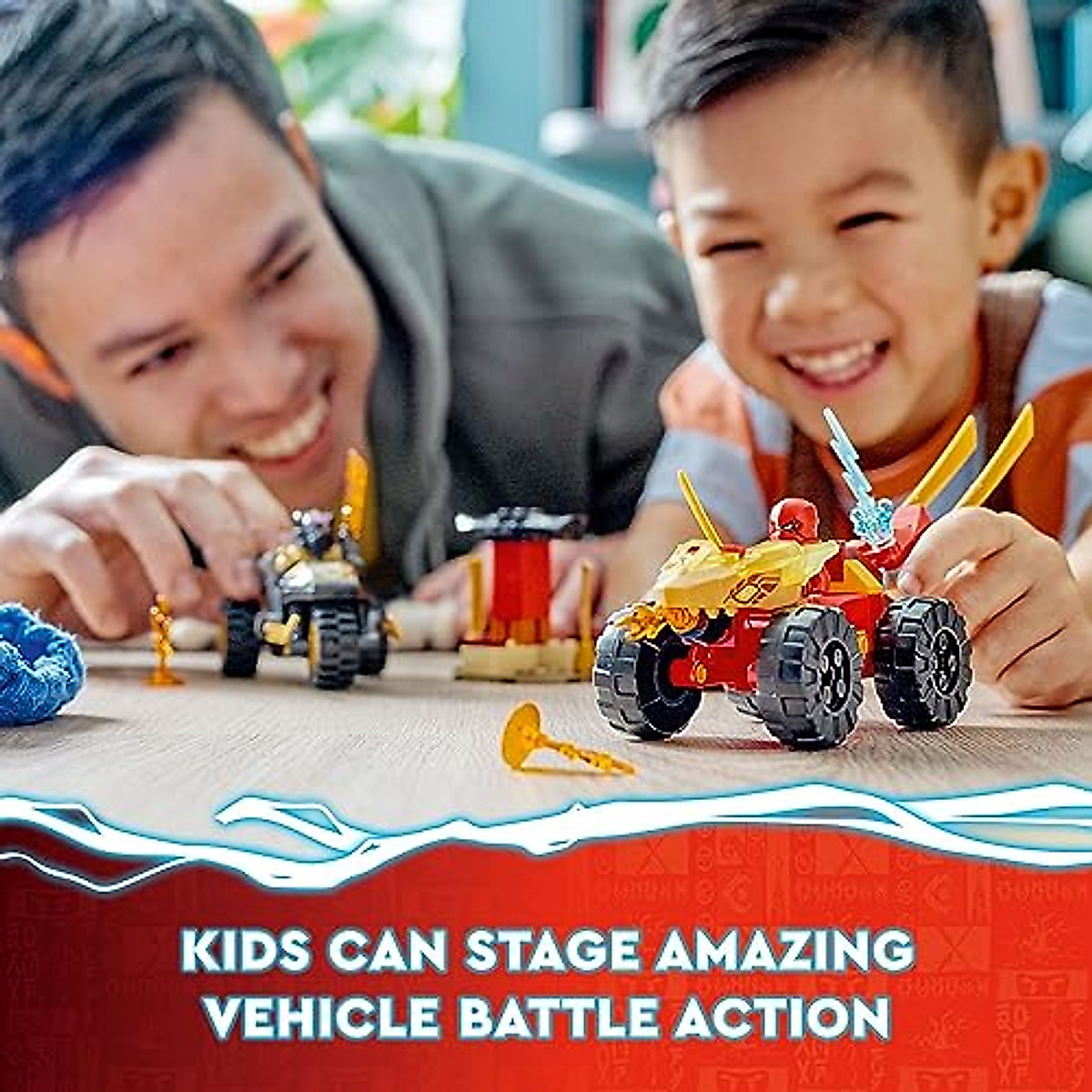 LEGO NINJAGO Kai and Ras’ Car and Bike Battle 71789 Beginner Building Toy Set, Features a Ninja Car Toy and Bike Plus 2 Minifigures, Birthday Gift for Toddlers and Kids Who are Little Ninja Fans