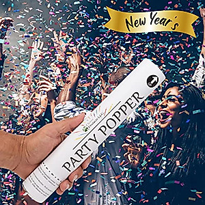 Clover Products Large Premium Confetti Cannon - (6 Pack) Multicolor Biodegradable Confetti Popper | Compressed Air Launches Confetti 20 - 25 Feet | Party Poppers for any Celebration, Parties, Birthdays, Weddings.