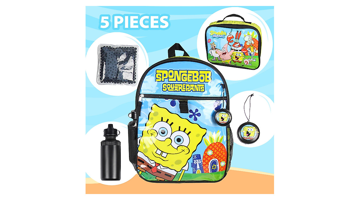Nickelodeon SpongeBob 5 PC Backpack Set w/ Lunchbox & More