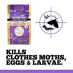 Reefer-Galler Moth-Tek Lavender-Scented Moth Ball Packets - 12 oz - Snowhite Paper Covered Moth Ball Packet for Closets, Drawers, and More