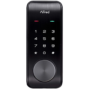 Alfred DB2-B Smart Door Lock Deadbolt Touchscreen Keypad, Pin Code + Key Entry + Bluetooth, Up to 20 Pin Codes (Black)