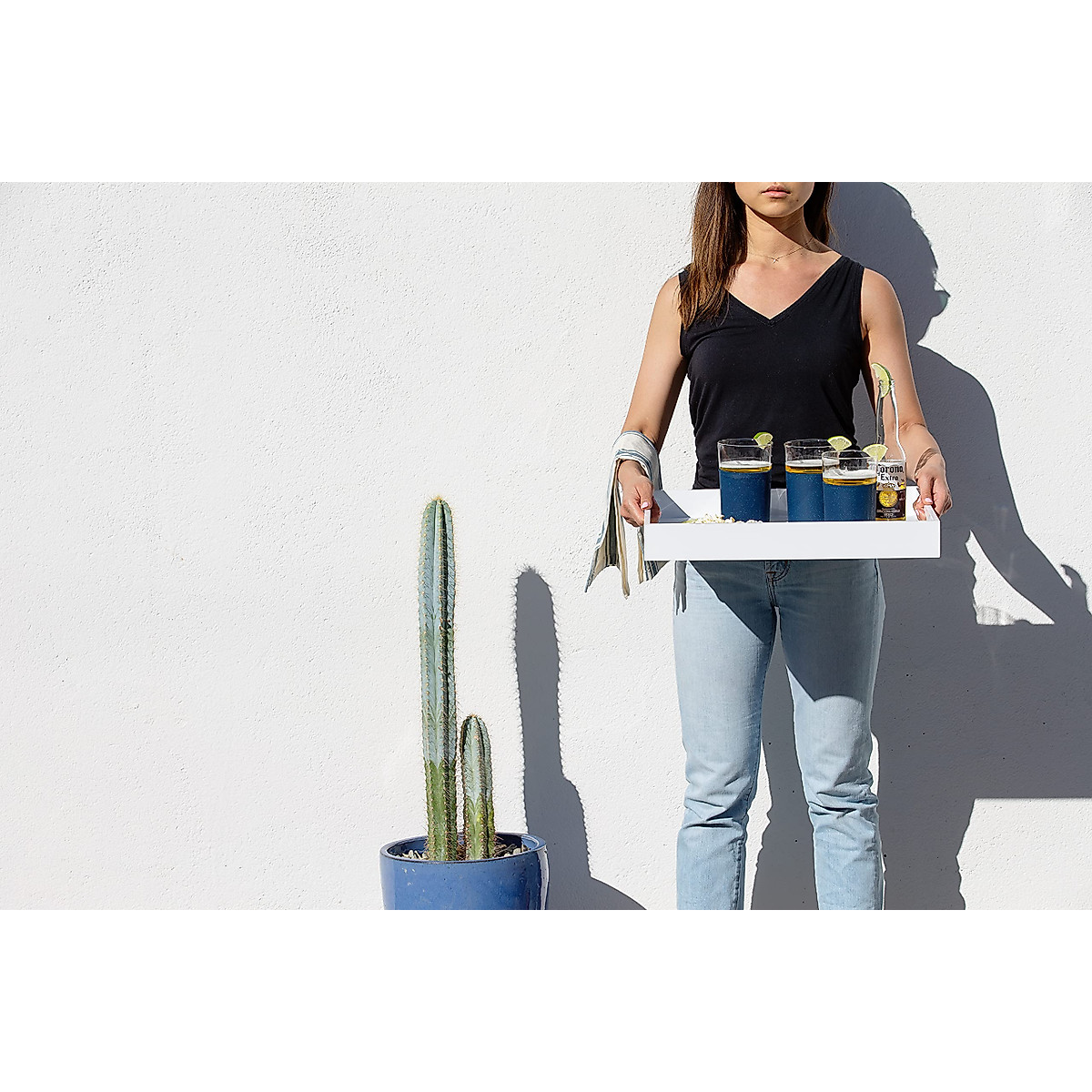 Rabbit R5-21308 Freezable Glasses, Set of 2, Speckled Navy,12 fl oz