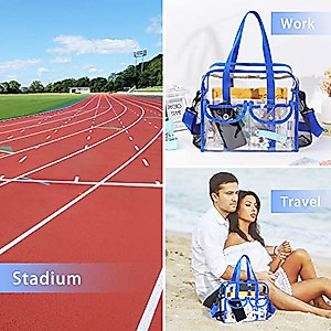 MOFASVIGI Clear Bag Stadium Approved, Waterproof Roomy Transparent Bag, PVC Lightweight Tote Bags for Work, Concerts, Stadium, Men, Women Clear Bag 12x6x12