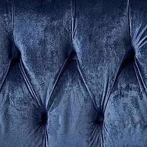 Christopher Knight Home Milani Tufted Scroll Arm Velvet Loveseat, Navy Blue / Dark Brown