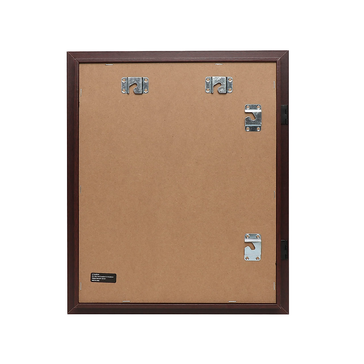 FrameWorks 10” x 12.5” Mahogany Wooden Kid Art Frame with Gallery Style Edges, Tempered Glass, and Elastic Straps