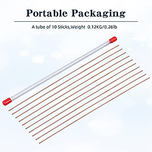 16"Copper Brazing Rods，10 Sticks Low Temperature Copper Rod ，Phosphor Copper Solder Self Fluxing Welding Brazing Rods Sticks for Copper Hvac Refrigerator，Oven，Copper Pipes