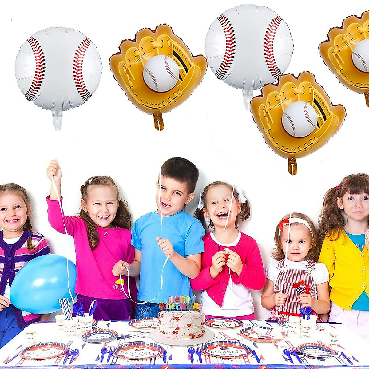 9 Pcs Baseball Balloons and Baseball Glove Balloons 20 Inch Sports Mylar Balloon for Baseball Themed Birthday Party Supplies Baby Shower Decoration