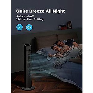 PELONIS 40''Oscillating Tower Fan | Remote Control | Quiet Stand Up | 3 Speed Settings | 3 Modes |15-Hour Timer | LED Display | for Bedroom Home Office Use| Black