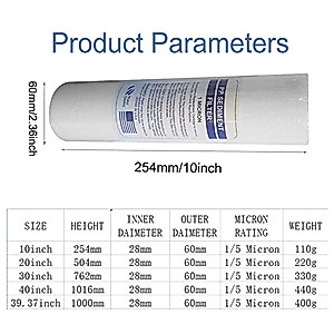 Whole House Water Filter, Home Water Filter, 1/5 Micron, Sediment Water Filter Replacement Cartridge PP Cotton Filter for Reverse Osmosis Water Filter System Under Sink Well Water,20inch/1 micron,3pcs