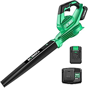 KIMO Electric Leaf Bblower, 200 CFM 170 MPH Lightweight Handheld Cordless Leaf Blower, 20V Leaf Blower Cordless with Battery and Charger, Small Leaf Blowers for Lawn Care, Yard | Patio| House |Jobsite