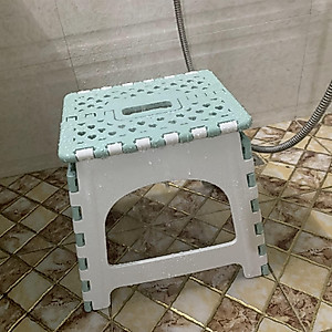 Shower Stool for Inside Shower, TRANOMOS Foldable Small Shower Stool for Shaving Legs, Waterproof Plastic Corner Shower Foot Stool, Shower Foot Rest, Pedicure Stand Foot Rest,Green
