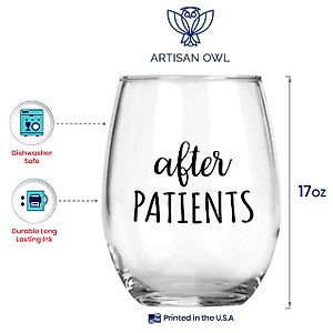 Artisan Owl Before Patients, After Patients SET - Set Contains: One (1) 15 oz Deluxe Large Double-Sided Mug and One (1) 17 oz Stemless Wine Glass