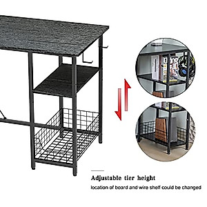 X-cosrack 88.5inch Large L-Shaped Computer Desk with Storage Shelves Drawer, Home Office Writing Corner Desk, 2 Person Long Desk PC Laptop Workstation with Hooks Storage Bag Cable Hole-Black