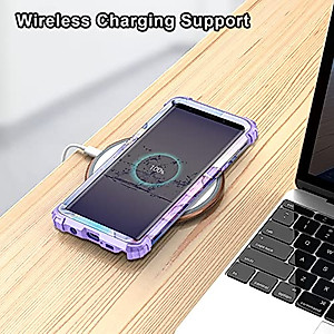 Hekodonk for Galaxy Note 9 Case, Heavy Duty Shockproof Protection Hard Plastic+Silicone Rubber Hybrid Protective Case for Samsung Galaxy Note 9 Purple Marble