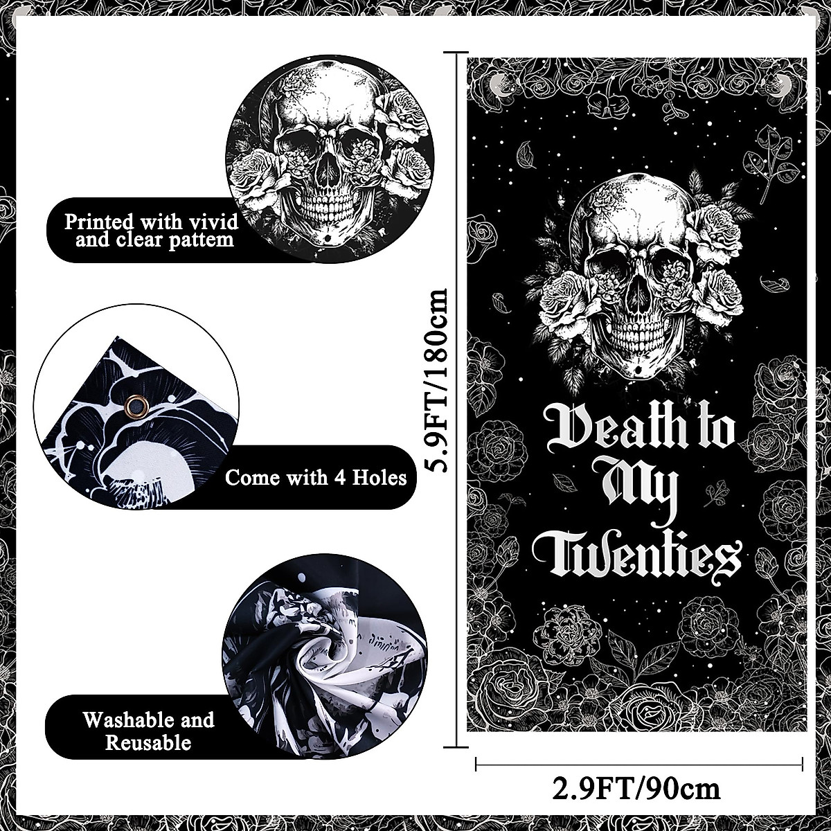 Vlipoeasn Death to My 20s Decorations for Her or Him, Death to My Twenties Backdrop, Banner, Sash, Cake Topper and Balloons for 30th BirthdayDecorations, Dirty 30 Year Old Birthday Party Supplies