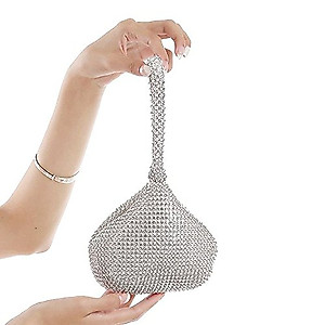 Mogor Women's Triangle Bling Glitter Purse Crown Box Clutch Evening Luxury Bags Party Prom Silver