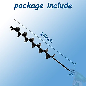 SORANGEUN 3x24-Inch Garden Auger Drill Bit for Planting and Post Hole Digging - Upgraded Spiral Design, Solid Shaft - Hex Driver Drill Compatible