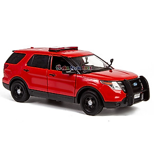 Motormax All Star Toys 1/24 Fire Department Diecast Model 2015 Ford Police Interceptor Utility Fire Marshal, Fire Chief Vehicle, Fire Truck Unmarked 76978 AST Exclusive